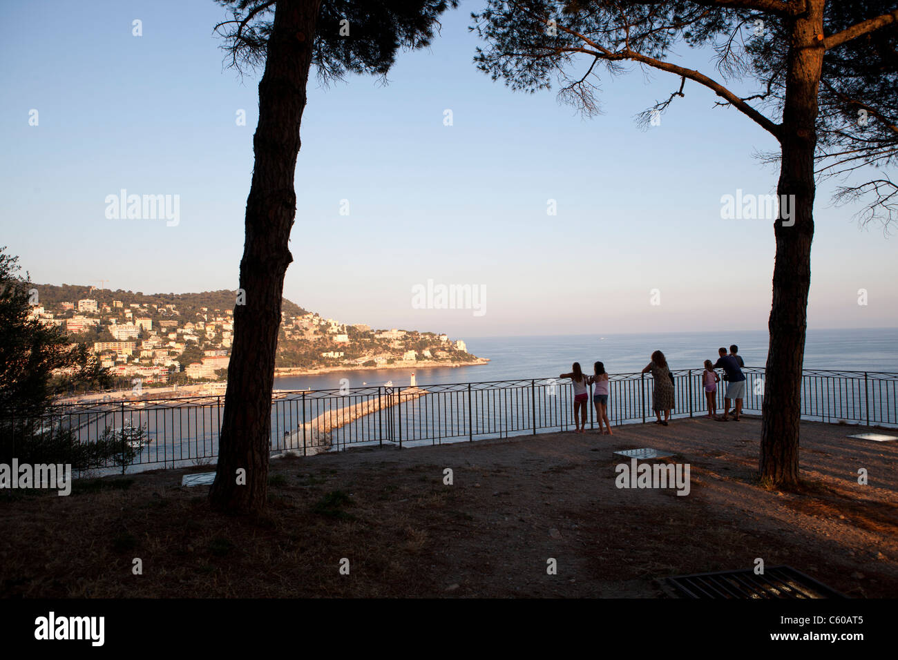 View from Chateau hilltop overlooking Nice seafront and beach Stock ...