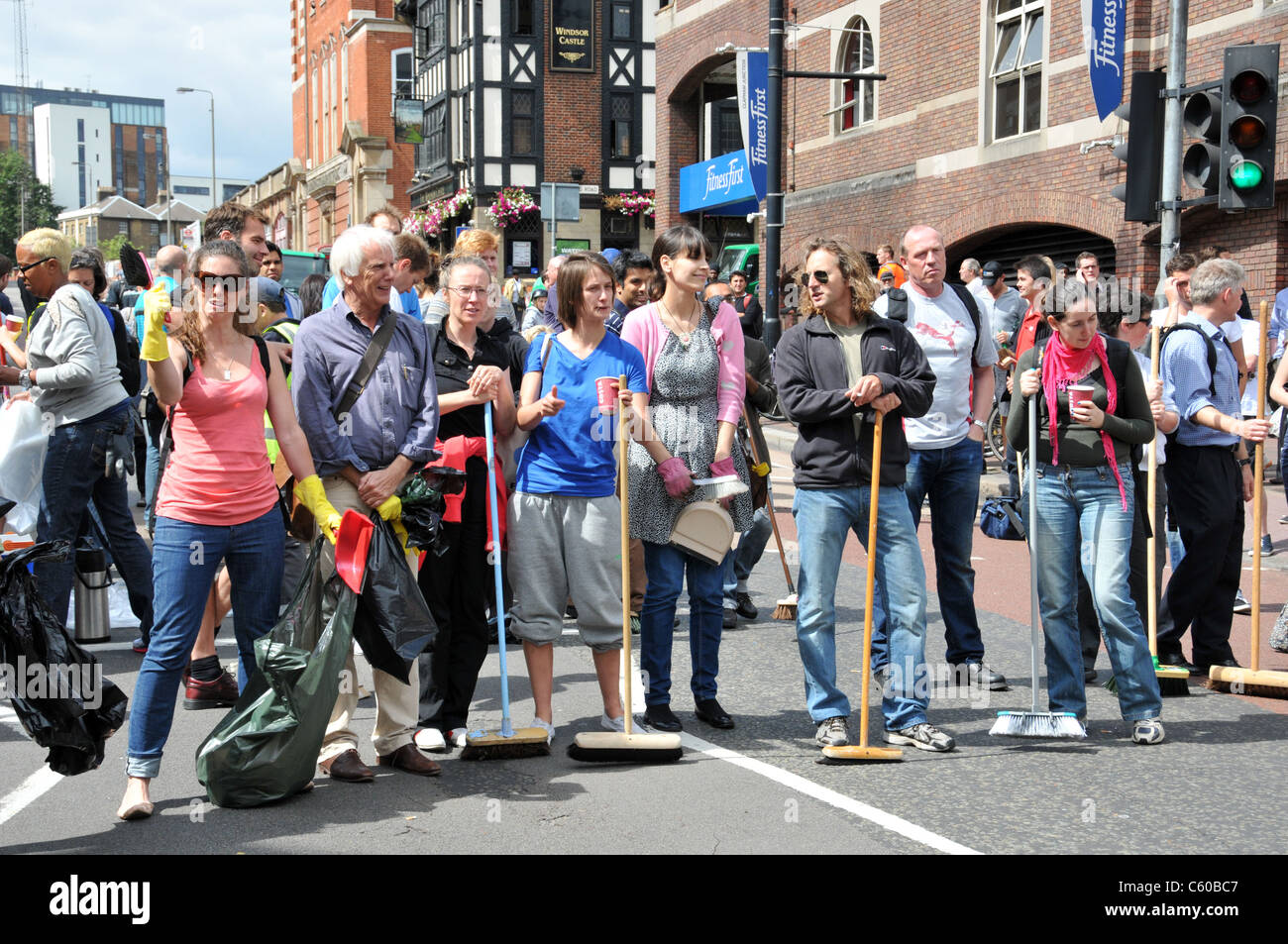 London Riots Clapham Junction burnt out shop rioting looting fire clean ...