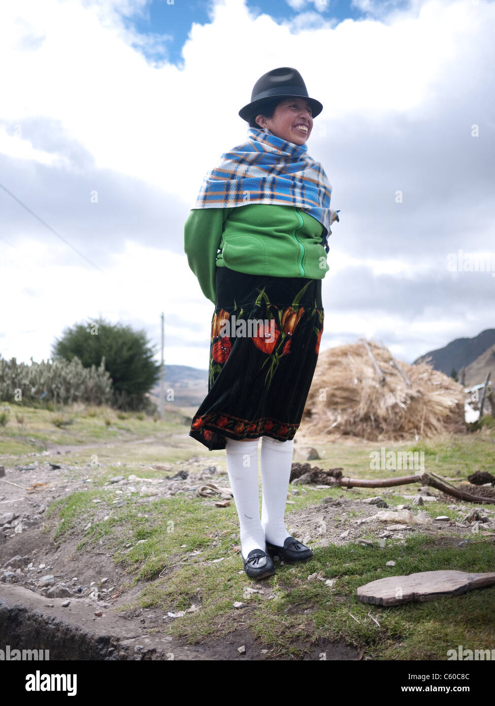 Indigenous Quechua woman on farm in the Andes Mountains of South ...
