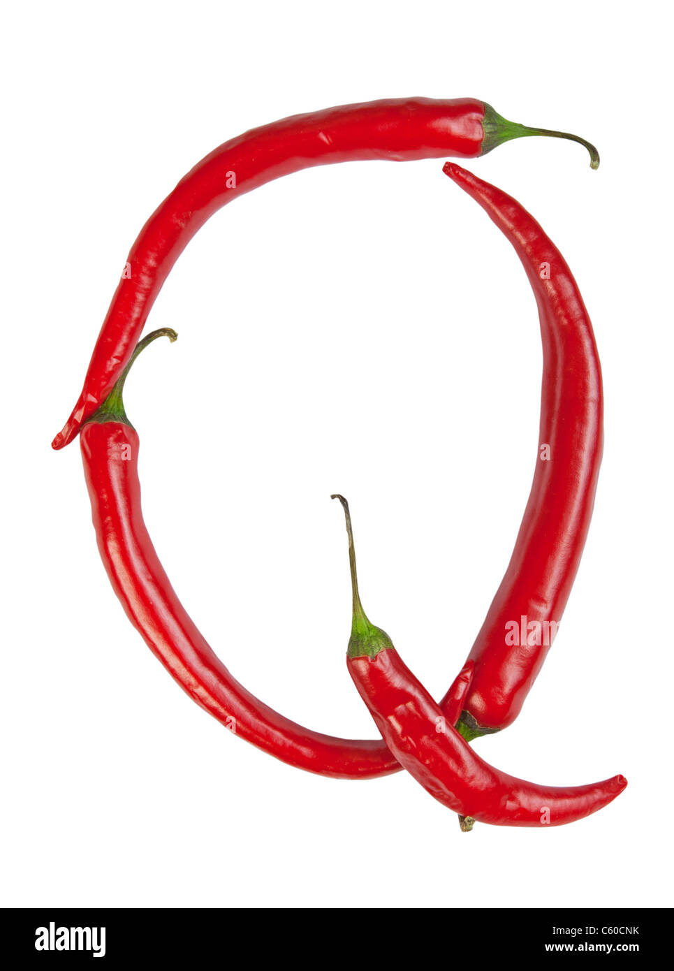 q letter made from chili, with clipping path Stock Photo - Alamy