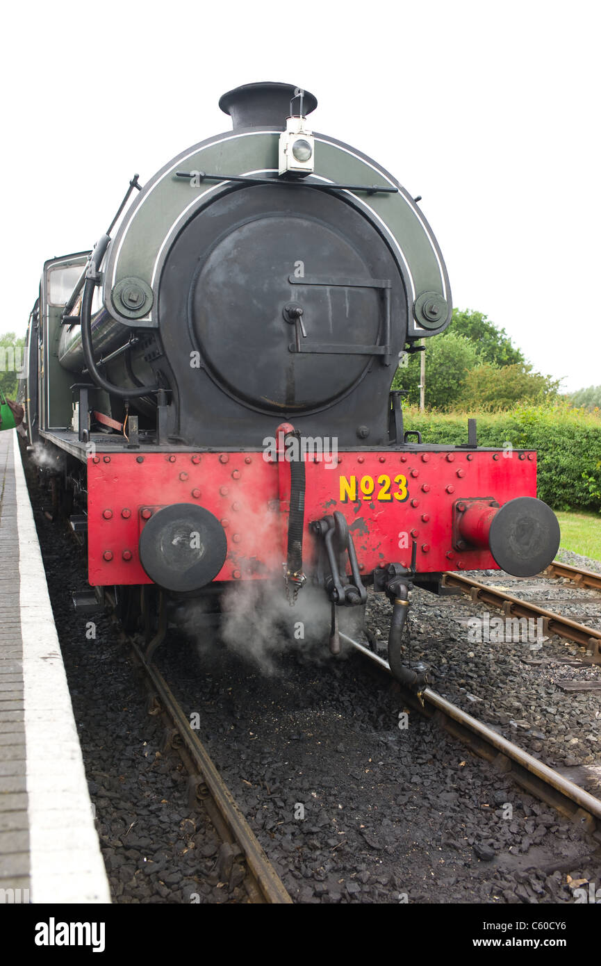 Front view of a USA 0-6-0T class steam locomotive on the Kent and East ...