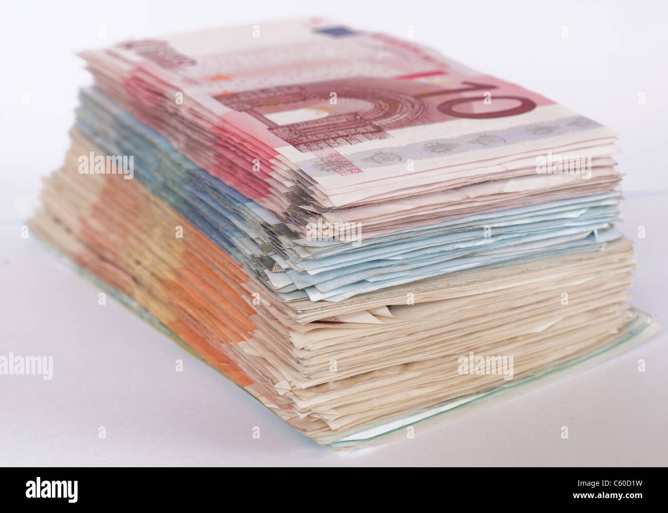 Stack of Euro Banknotes with light background Stock Photo - Alamy