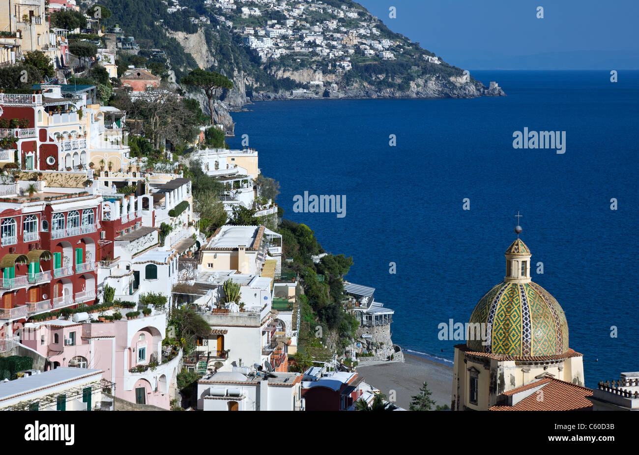 Italy, Amalfitana Coast, Positano, view of the country on the sea Stock ...