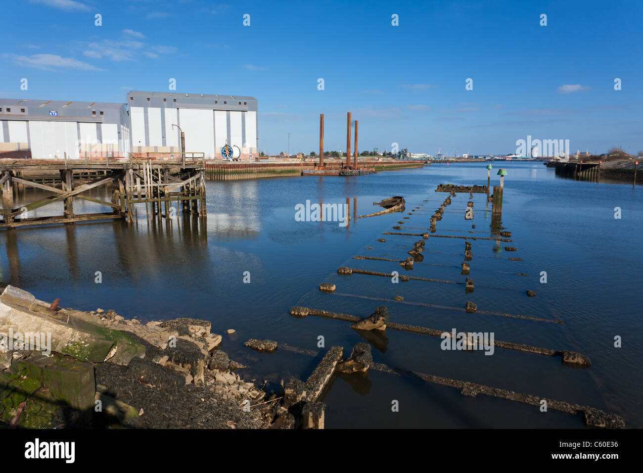Old Dock Jetty's, Middlesbrough, Teesside Stock Photo - Alamy