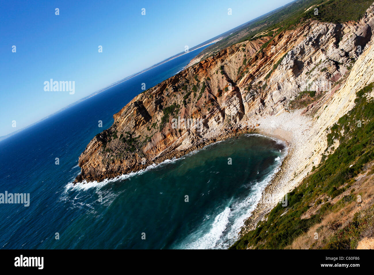 Jurassic era cliffs drop into the Atlantic Ocean in Portugal Stock ...