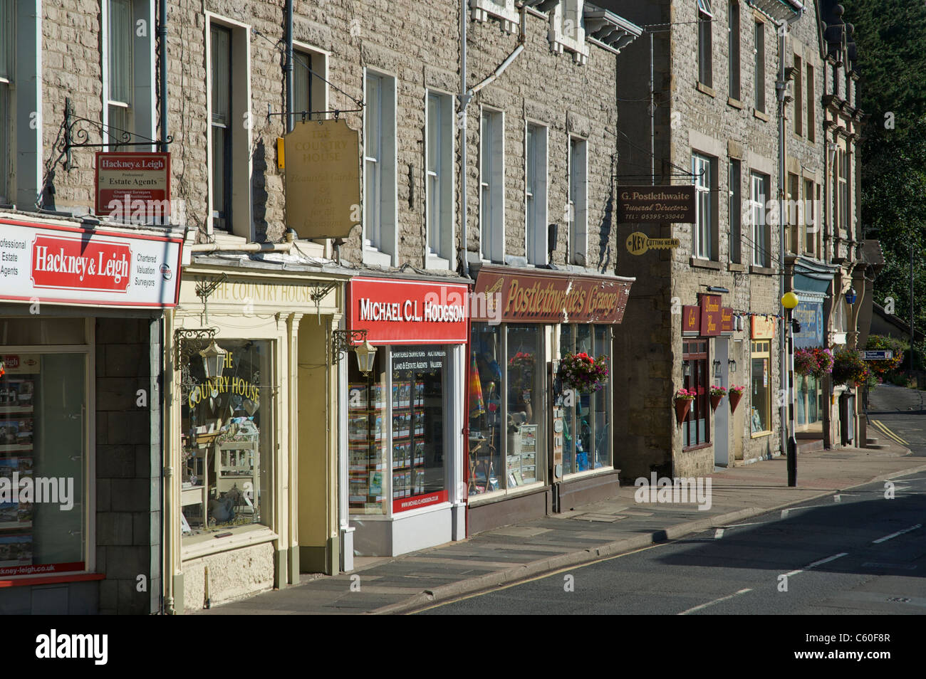 The main street of Grange-over-Sands, South Lakeland, Cumbria, England ...