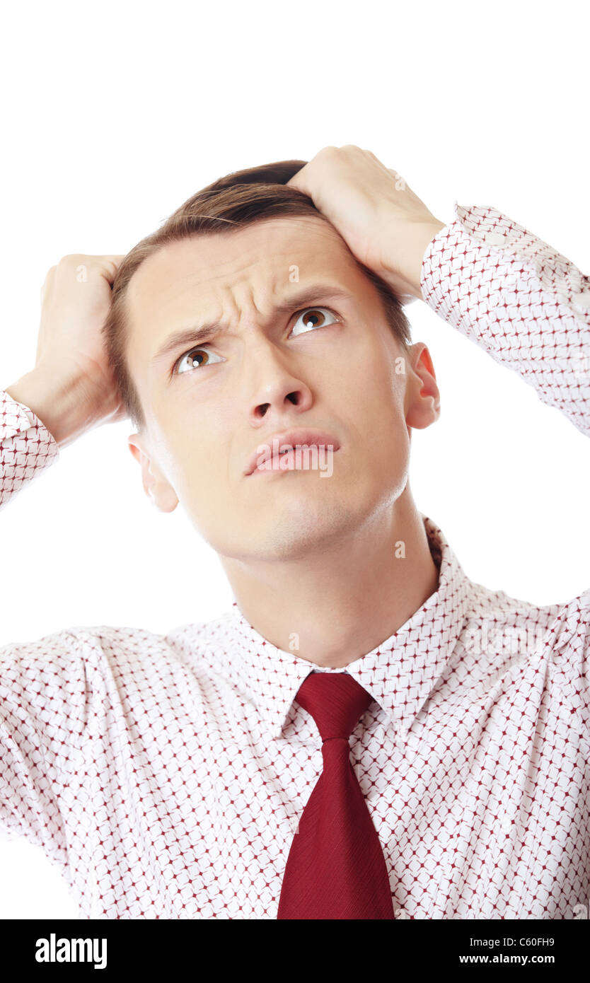 Bankrupt business man on a white background Stock Photo - Alamy