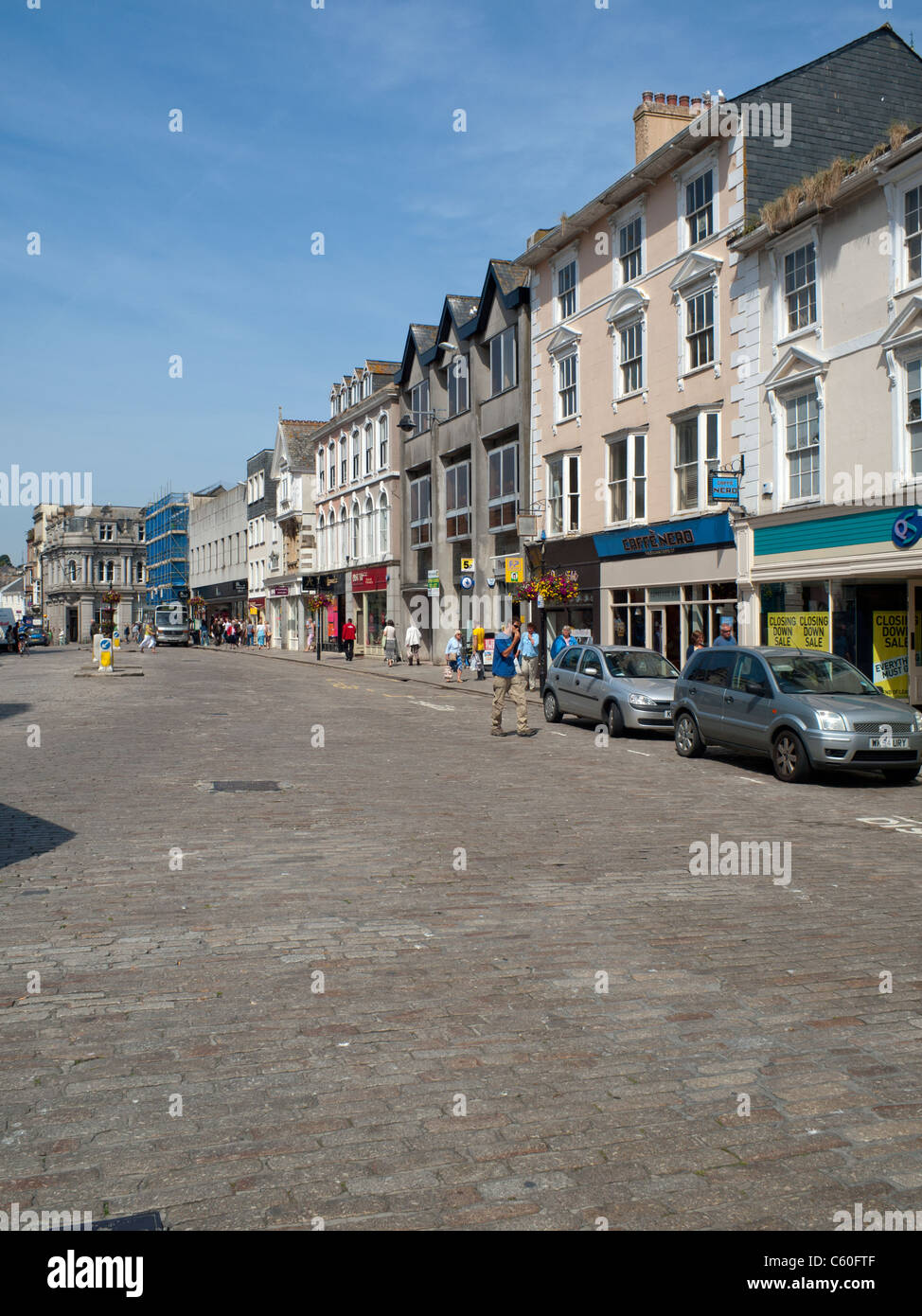 Prince's Street old cobblestone road in Truro, Cornwall UK Stock Photo ...