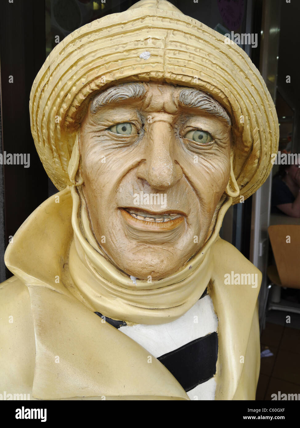 An effigy of a fisherman outside a fish and chip shop, Wells-next-the ...
