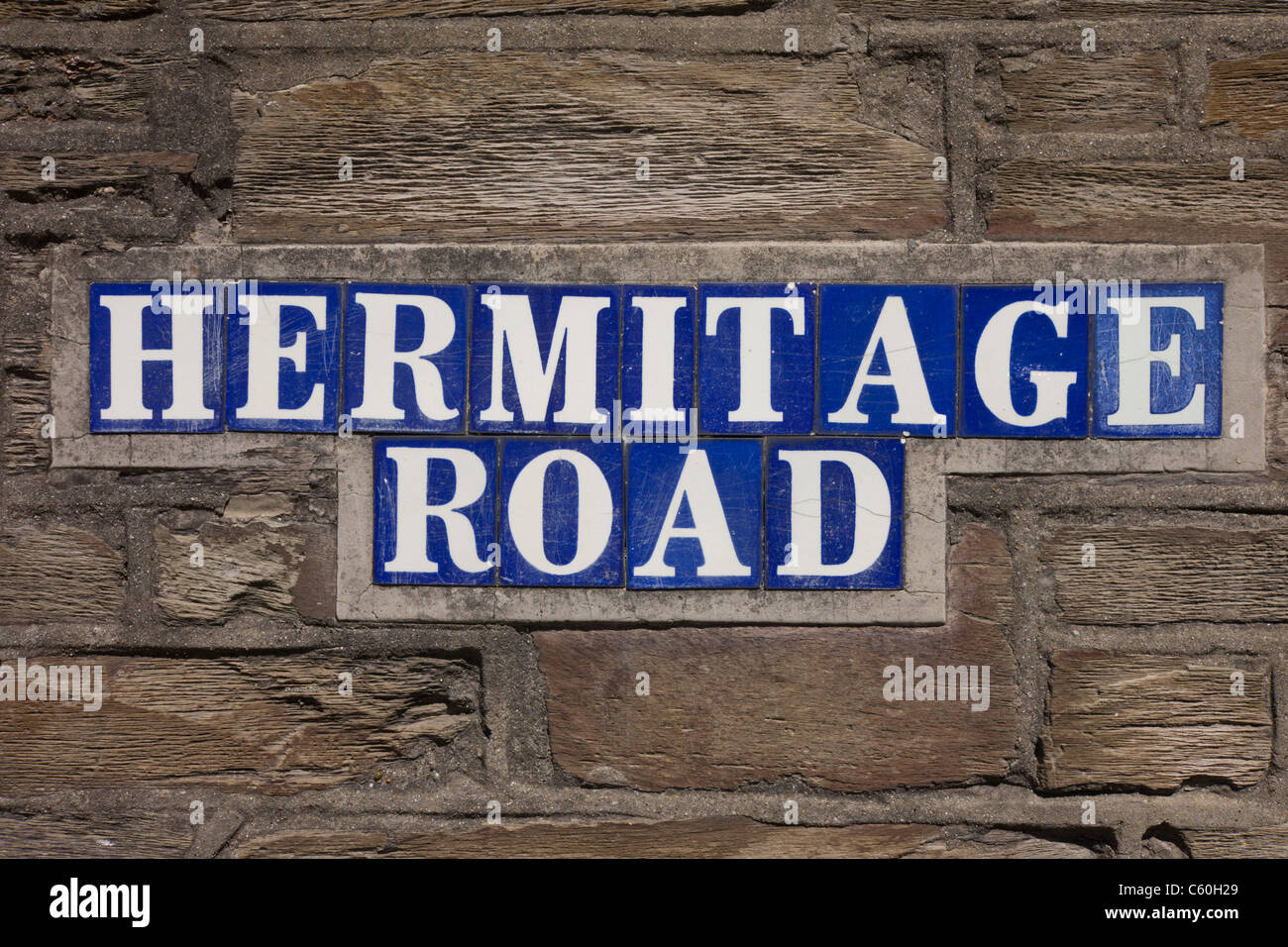 A Hermitage Road street sign in the north Devon town of Ilfracombe ...
