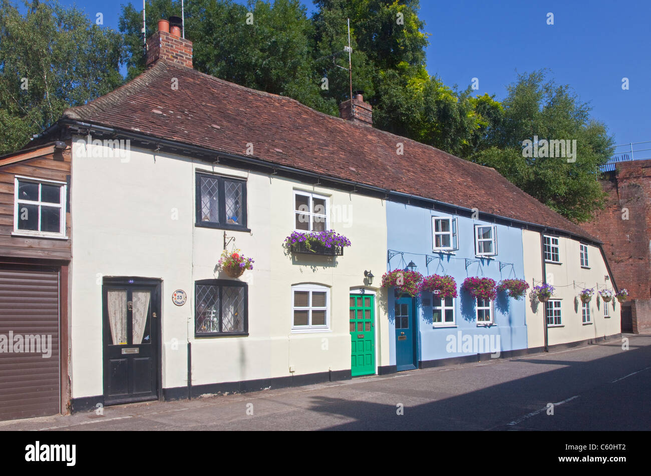 Row of Cottages in Old Basing, Hampshire, England Stock Photo - Alamy
