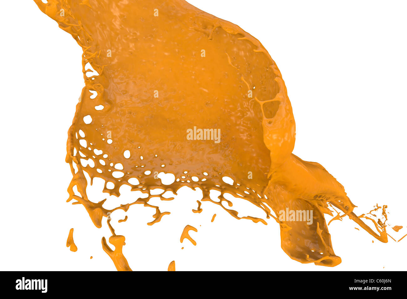 splashing orange color isolated on white background Stock Photo - Alamy