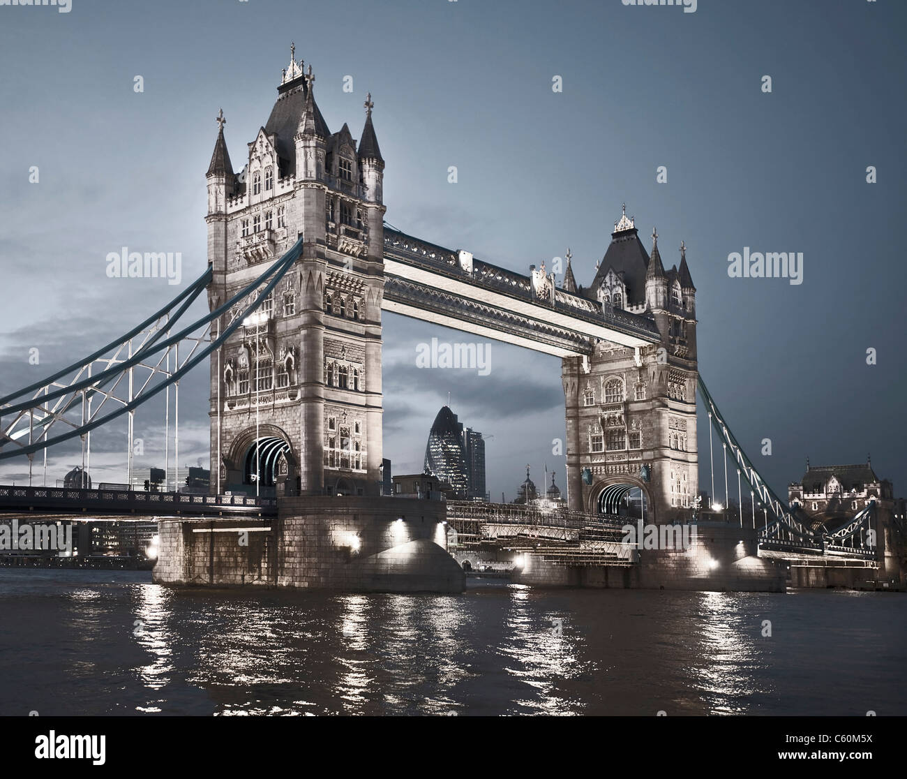 Tower Bridge lit up at night Stock Photo - Alamy