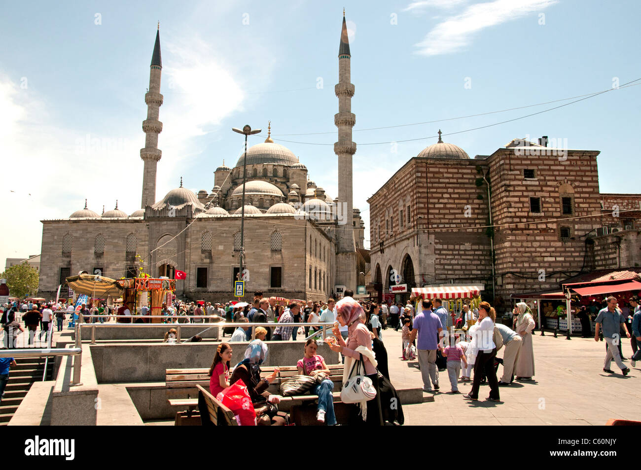 Istanbul Eminonu near Galata bridge Mosque Yeni Camil Meydani Eminonu ...