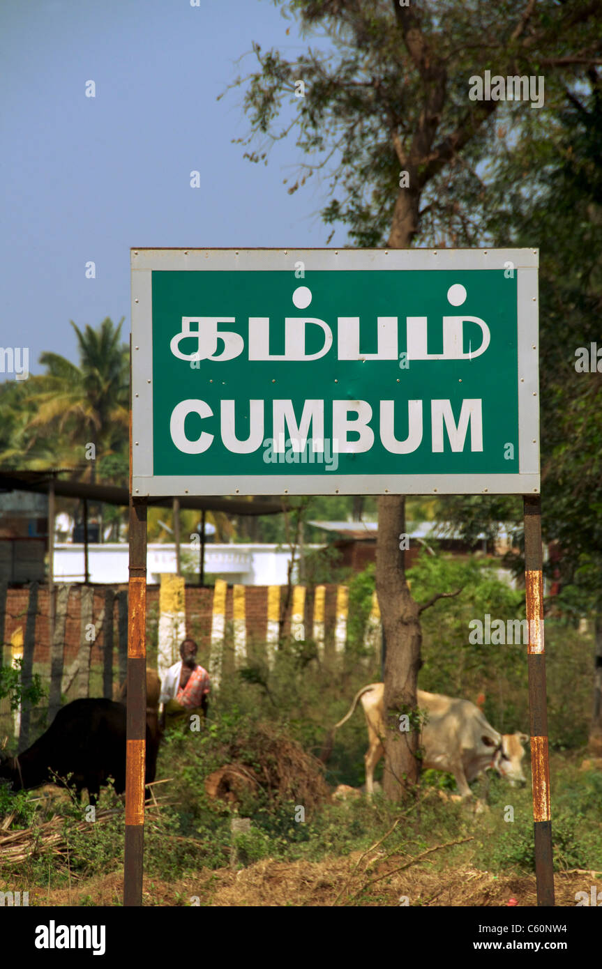 Cumbum road sign Tamil Nadu South India Stock Photo - Alamy