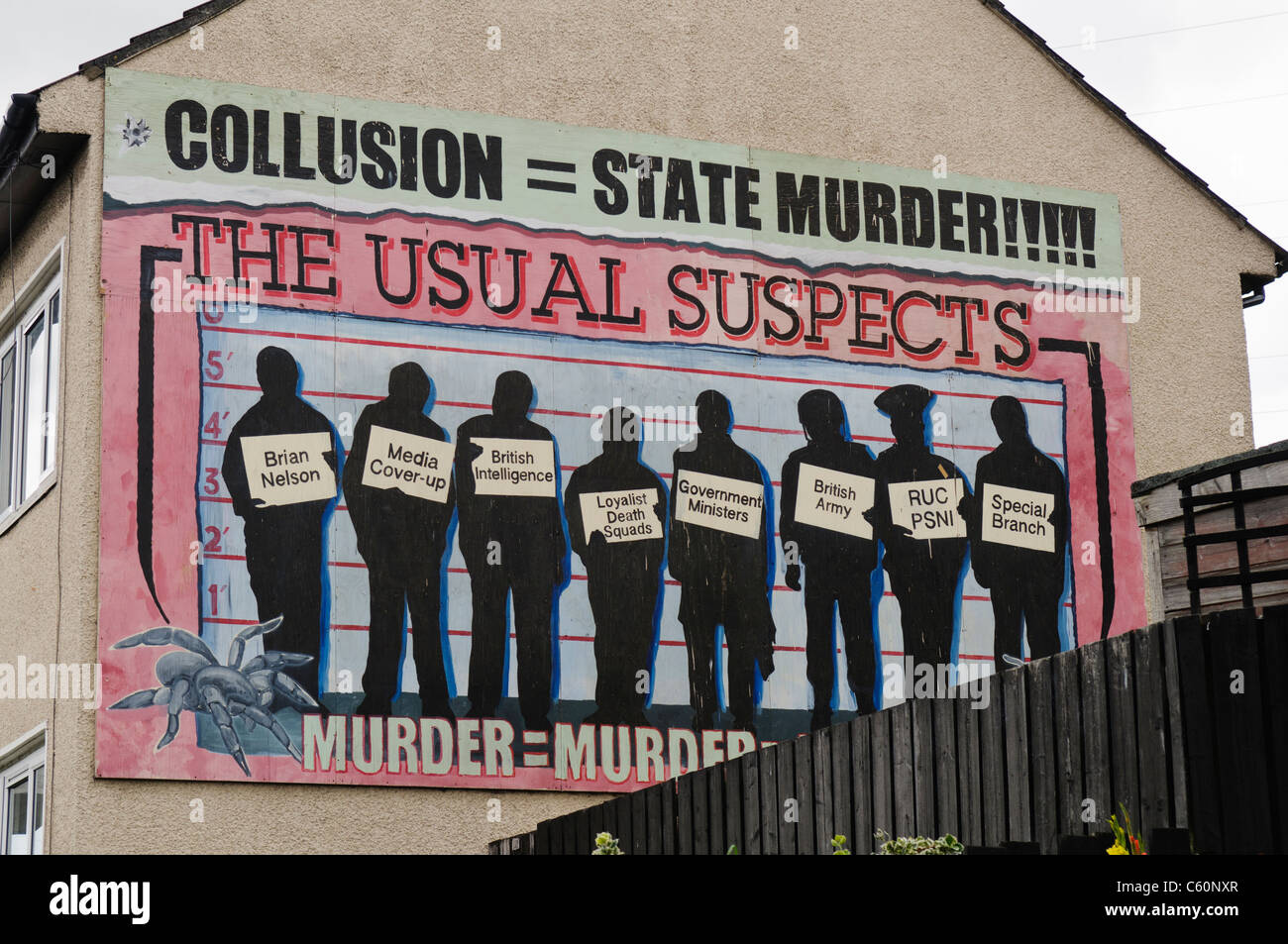 Mural in West Belfast claiming collusion between the state, police, MI5 ...