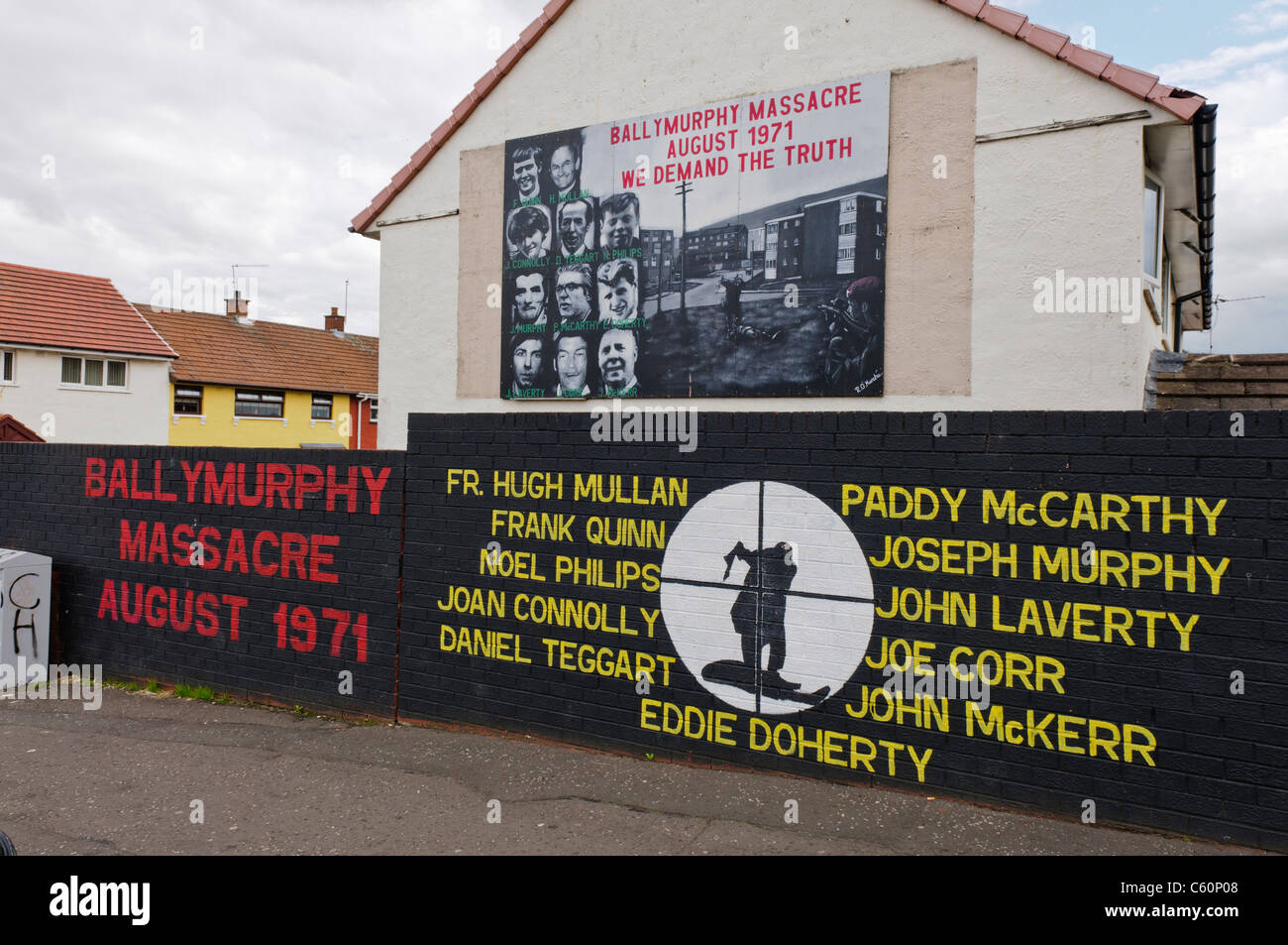 Murals in West Belfast remembing those who died in the Ballymurphy ...