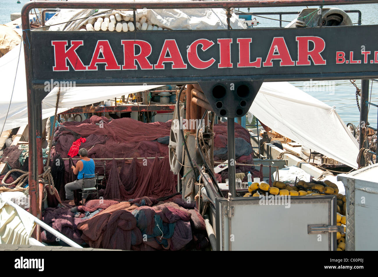 Karacilar Tekirdag Turkey fishing port harbor sea of Marmara Stock ...