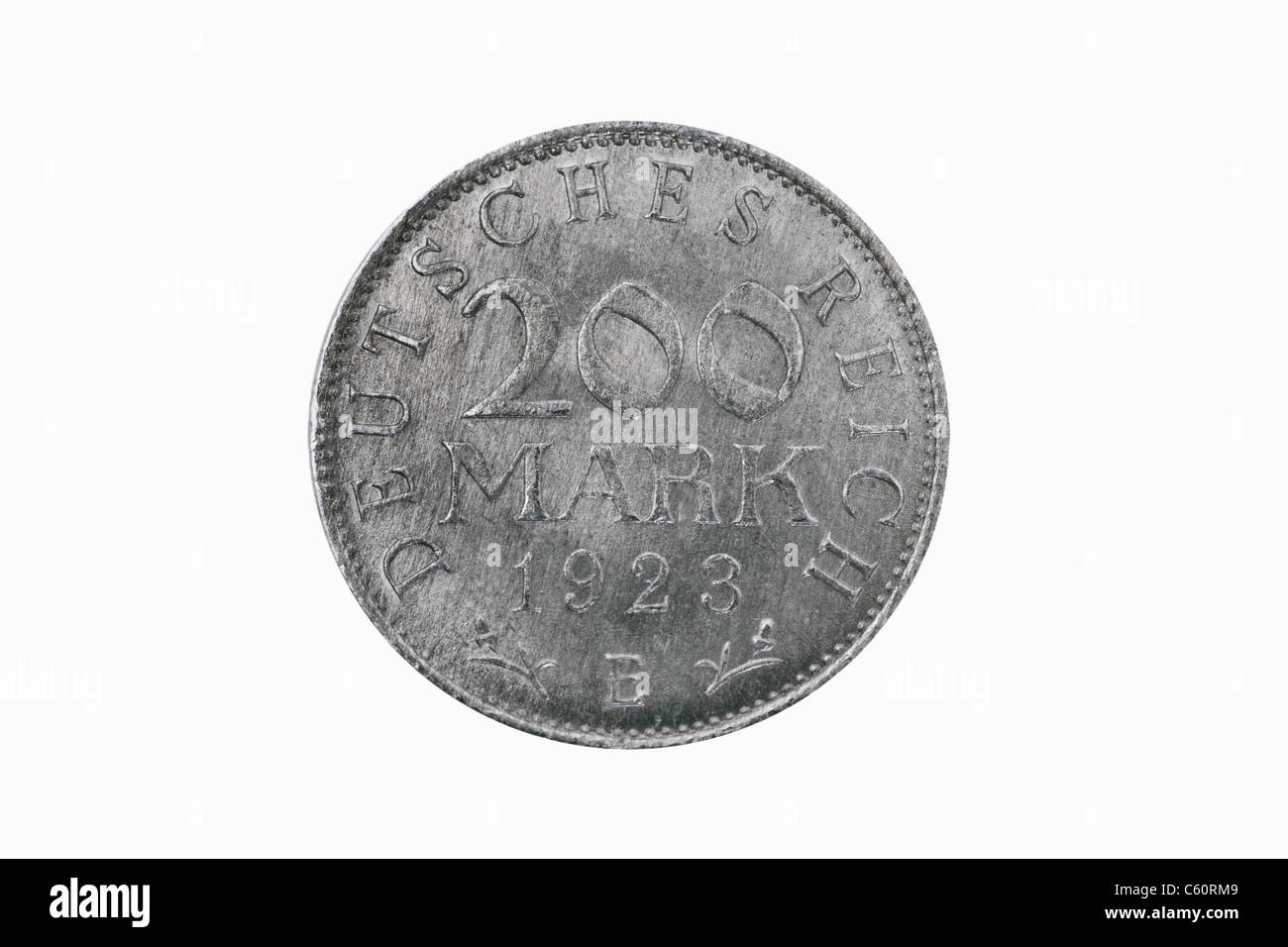 Detail photo of a 200 mark coin of the German Reich from the year 1923 ...