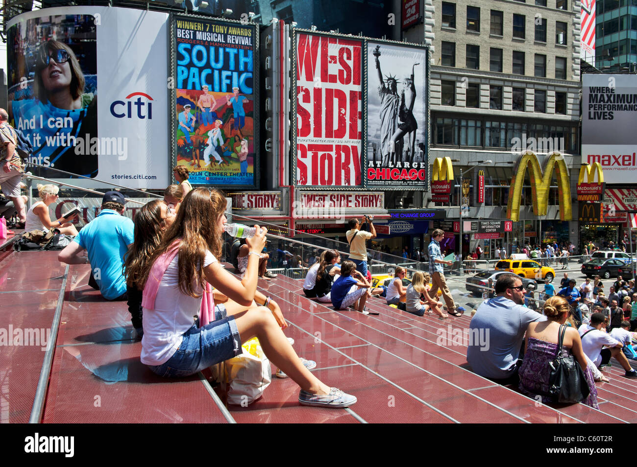 Times square steps hi-res stock photography and images - Alamy