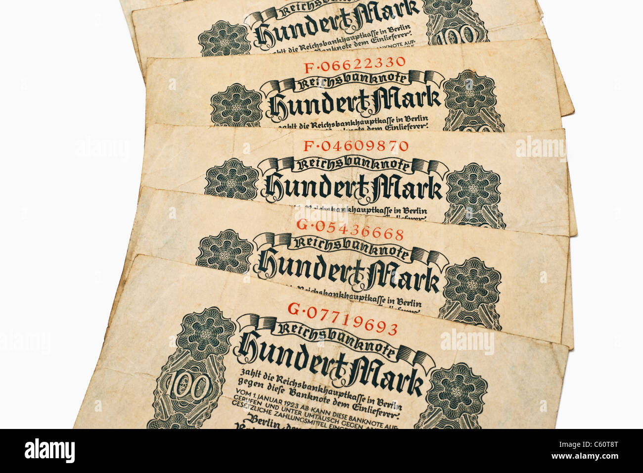 Detail photo of some old German bills of August 4th 1922 about the ...