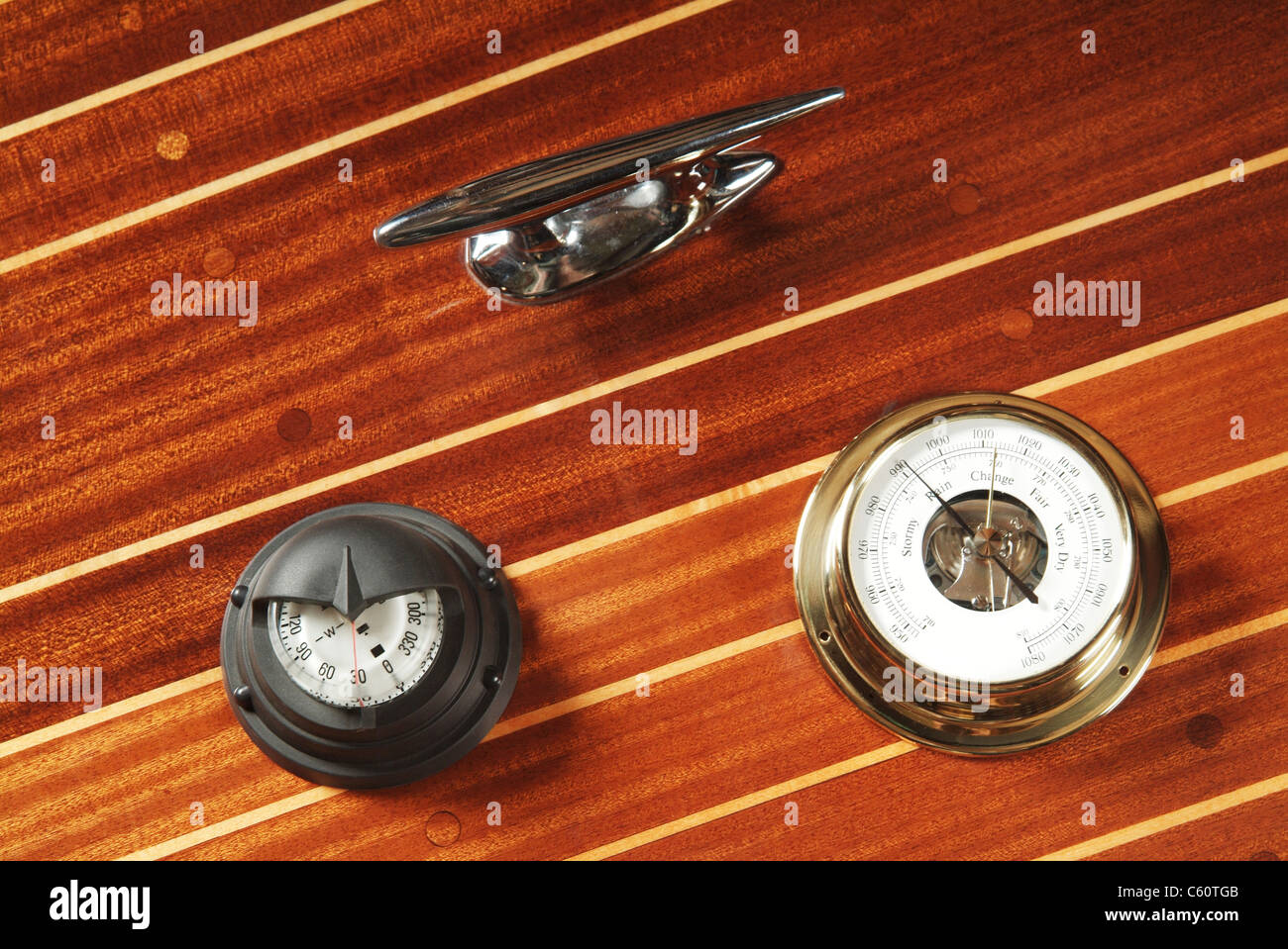 Nautical measuring devices on a wooden deck Stock Photo - Alamy