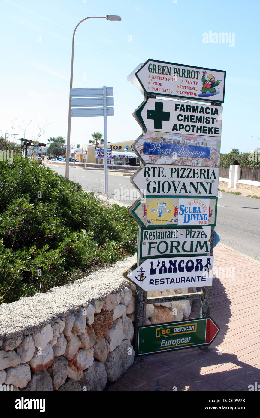 A selection of spanish signs in Menorca Stock Photo - Alamy