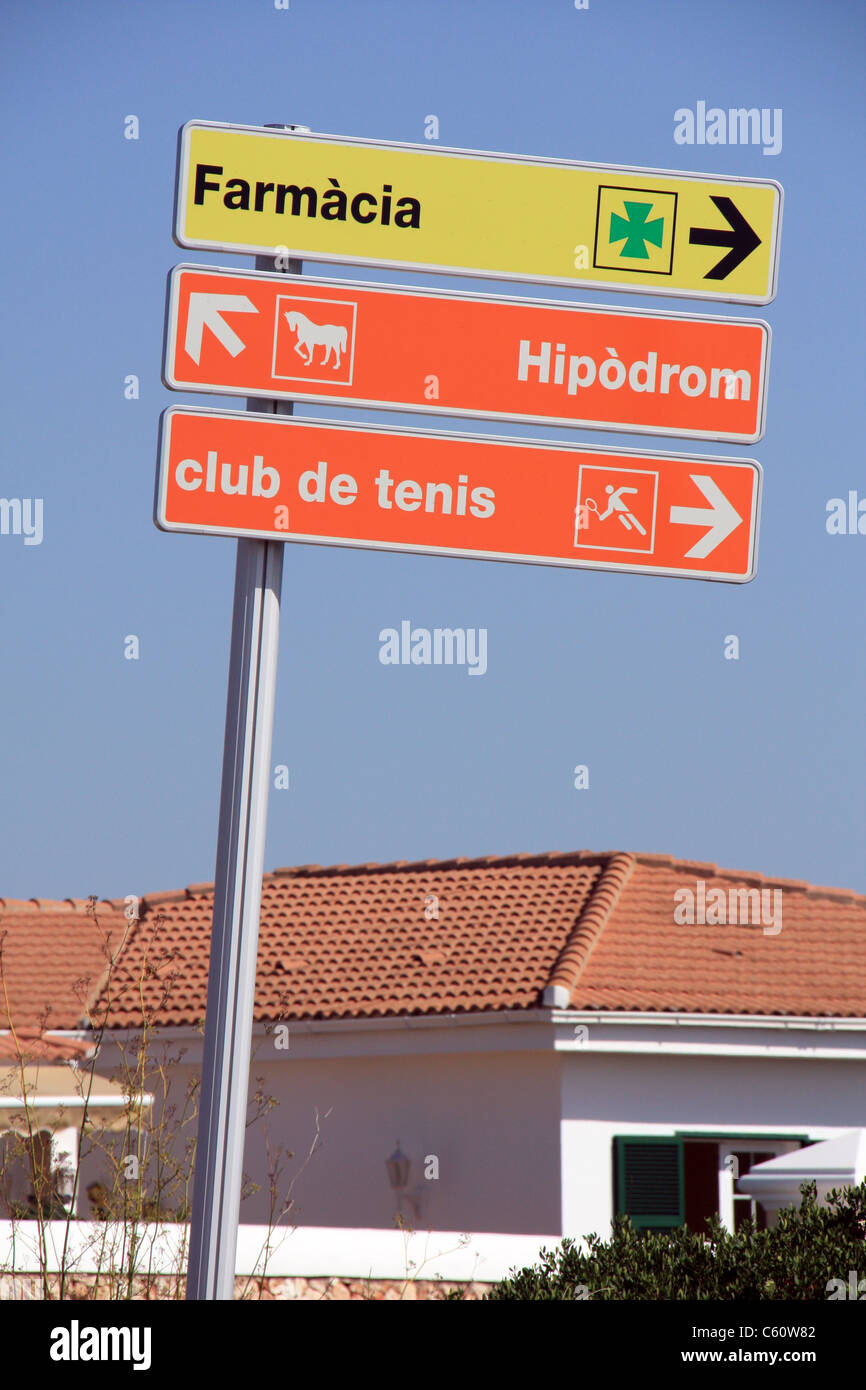 Local signs in Menorca Stock Photo - Alamy