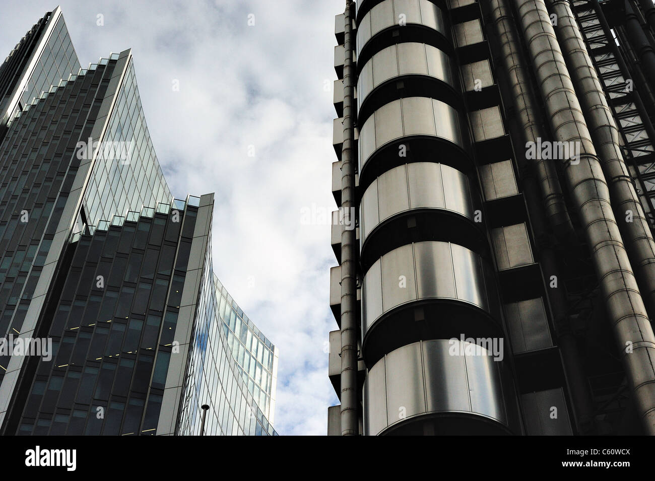 The imposing Lloyds Building and Willis Building in the City of London ...