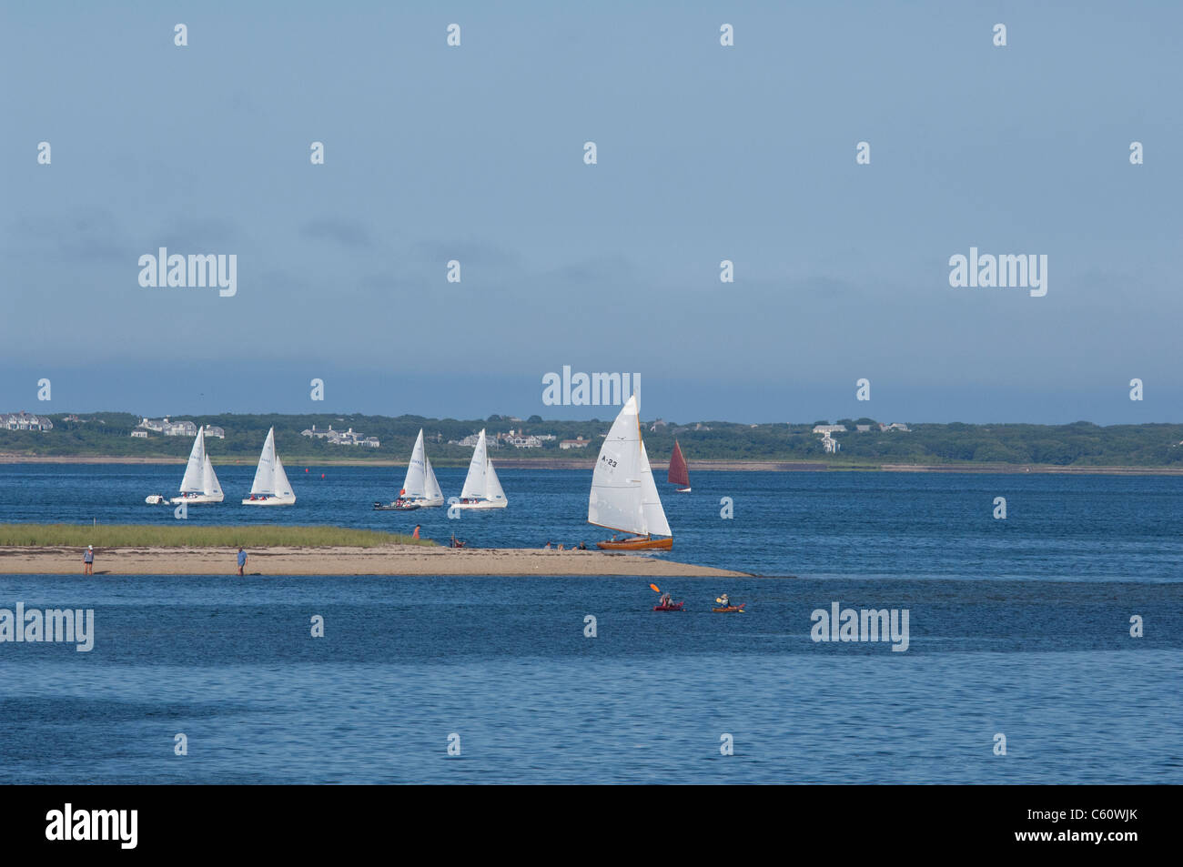 Massachusetts, Nantucket Island. Sailing off a Nantucket beach Stock ...