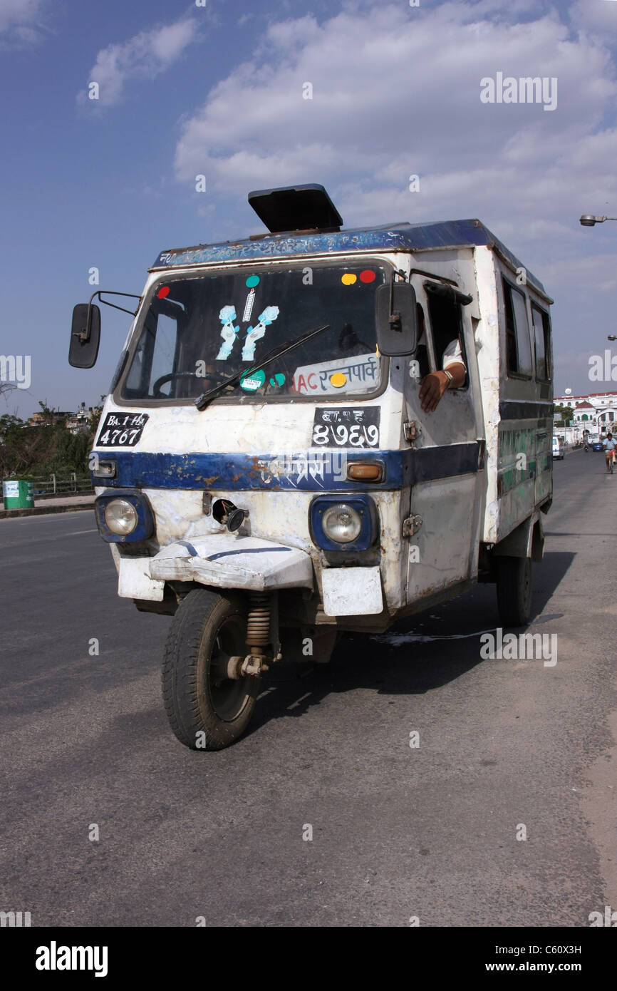 Nepali three wheeler tempo taxi bus Kathmandu Nepal Stock Photo - Alamy