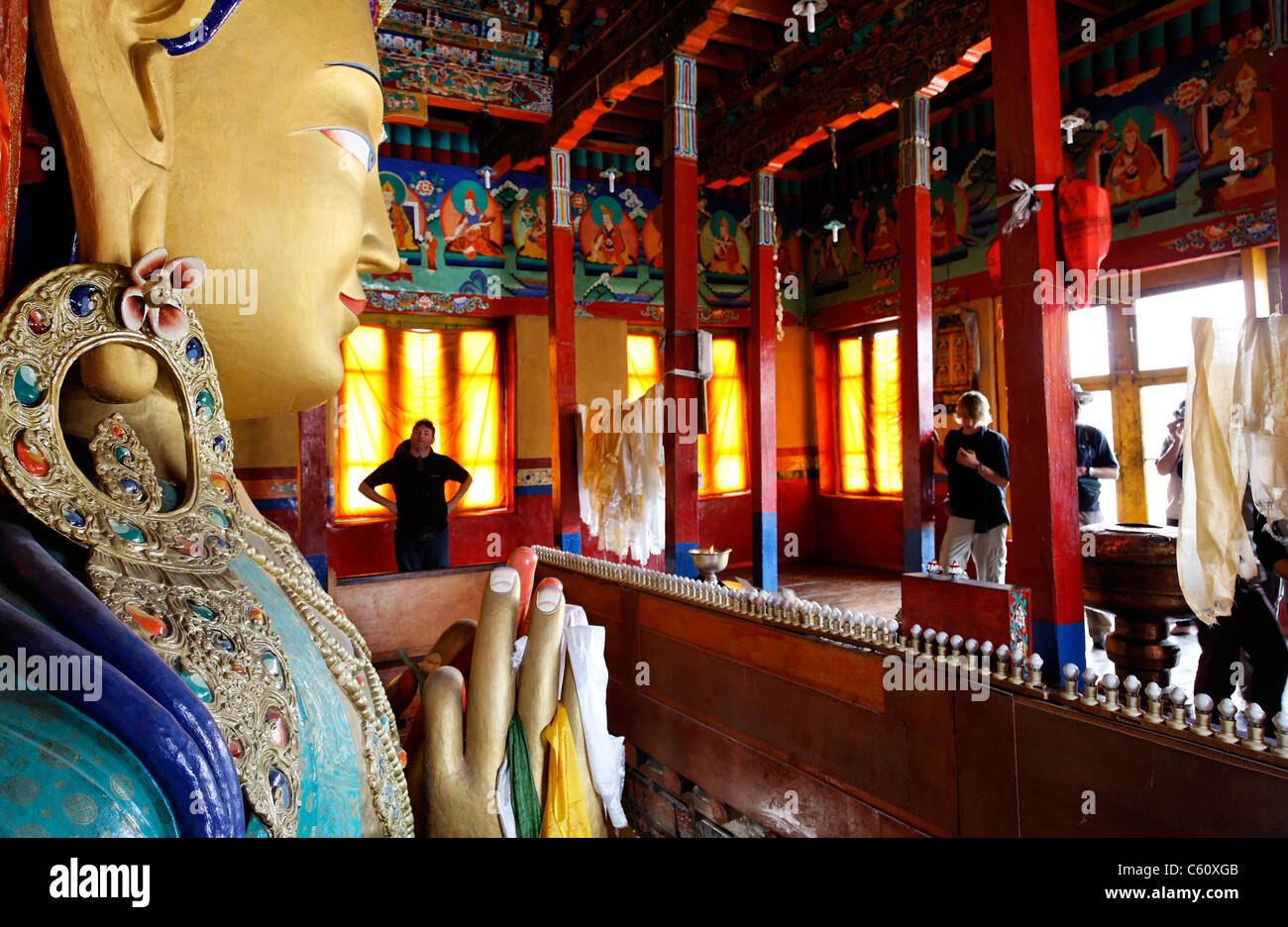 Statue of Buddha inside Tikse Gompa, buddhist monastery, in Ladakh ...