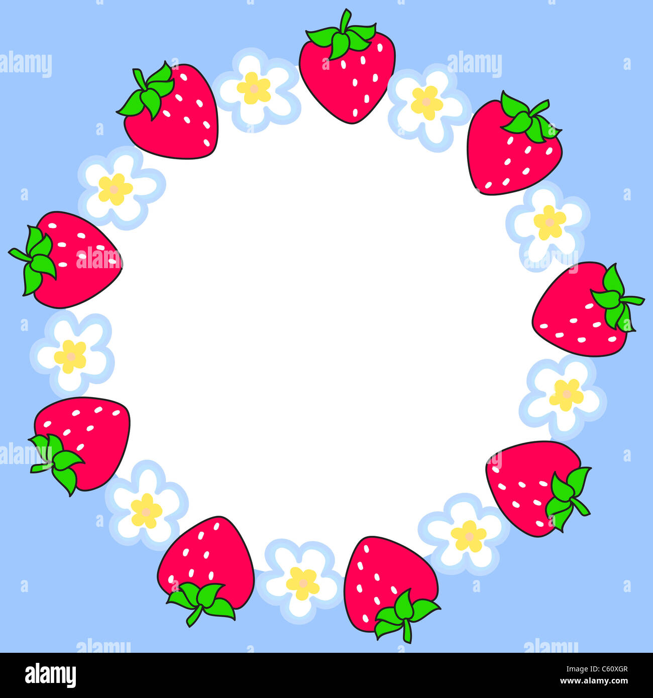 Circular strawberry frame illustration - Exclusive to Alamy only Stock ...