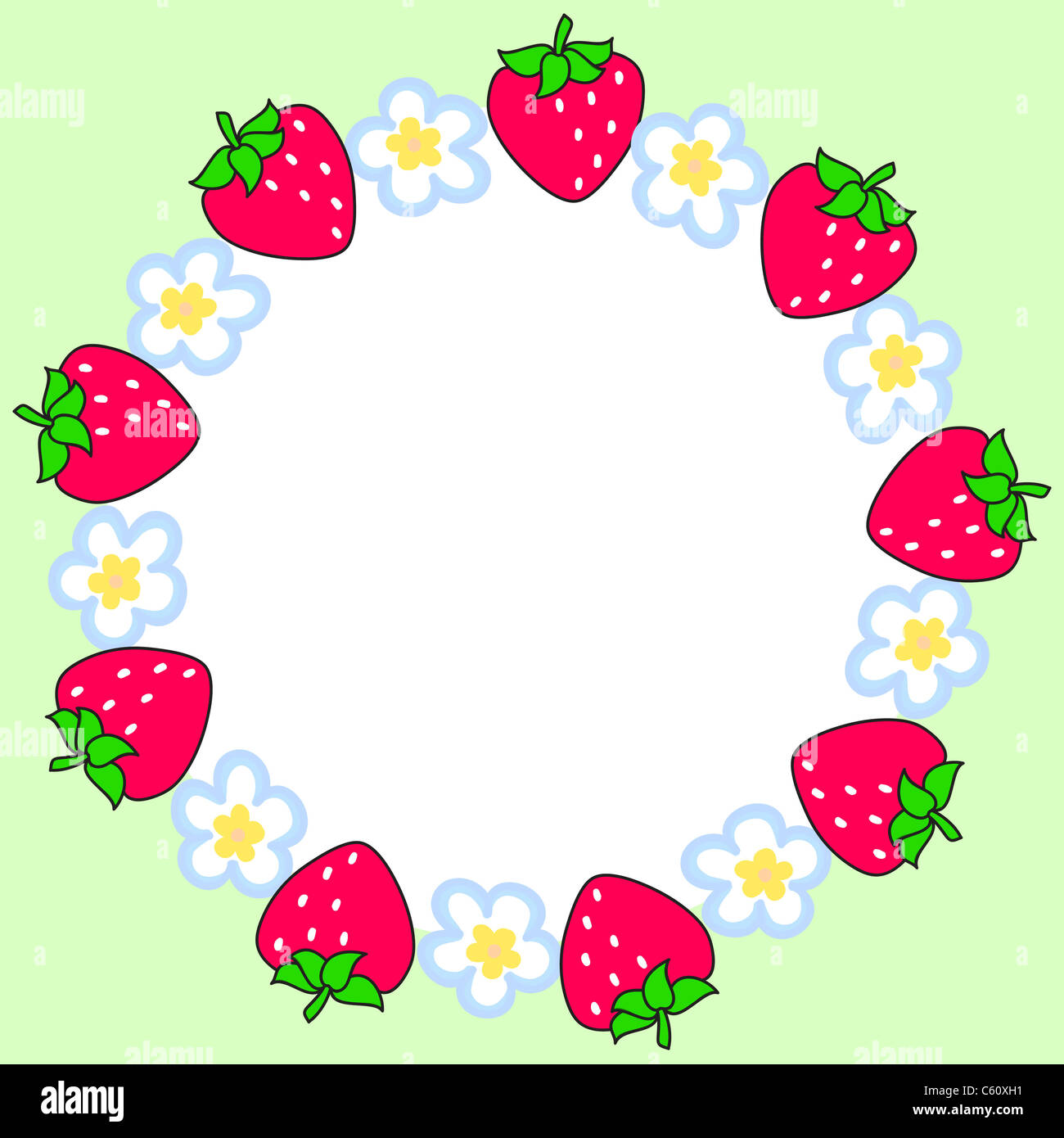 Circular strawberry frame illustration Stock Photo - Alamy
