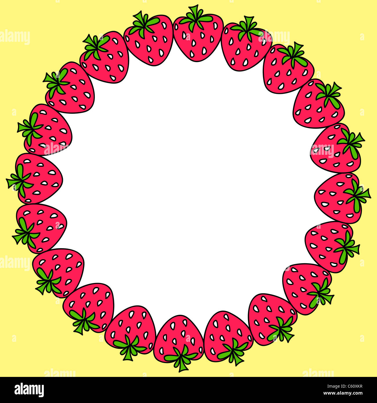 Circular strawberry frame illustration - Exclusive to Alamy only Stock ...