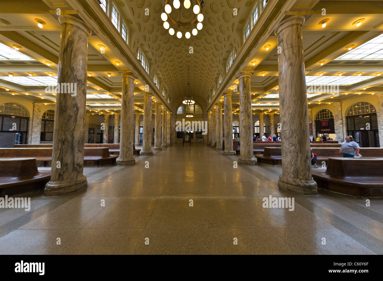 Interior of Italian Renaissance-style train station in Utica New York ...