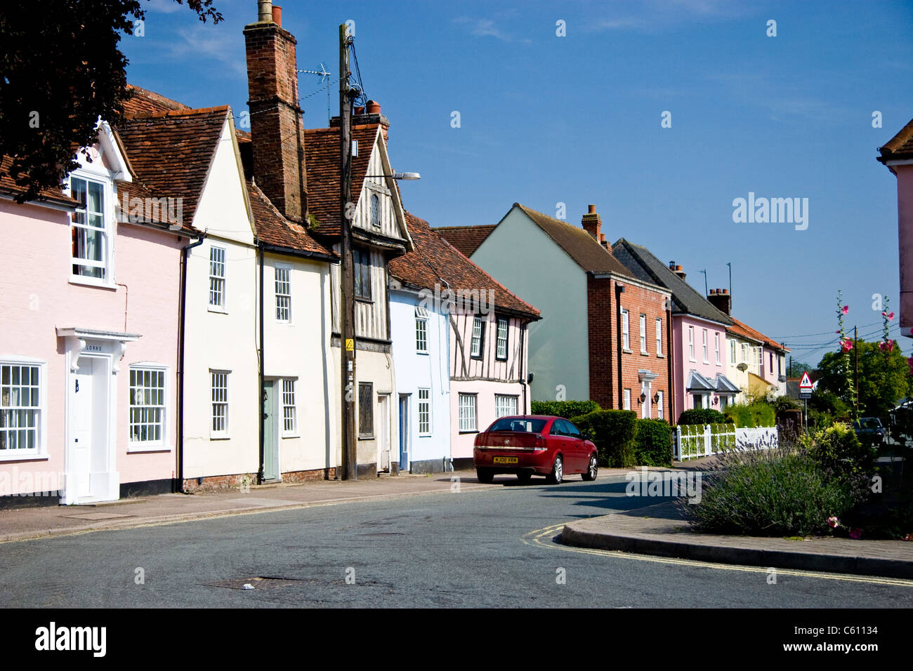 Timbered houses, Nayland Rd, Bures, Suffolk, England Stock Photo - Alamy
