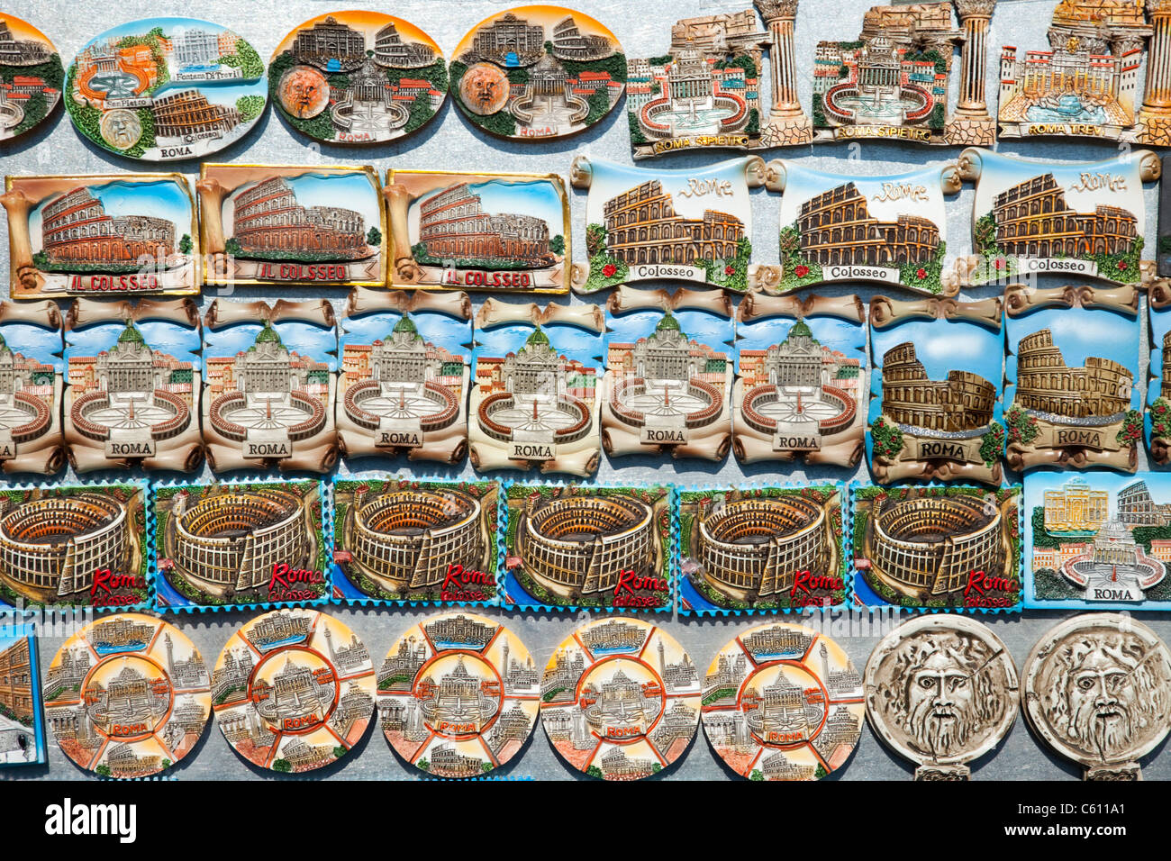 Italy, Rome, Souvenir Stall, Display of Fridge Magnets Stock Photo - Alamy