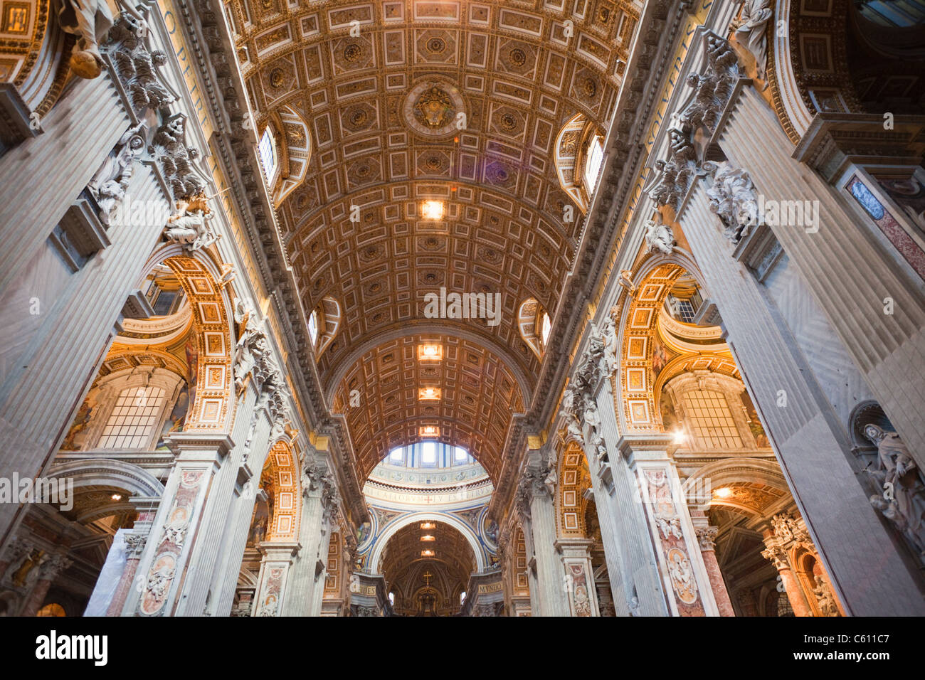 Italy, Rome, The Vatican, Interior of St.Peter's Basilica Stock Photo ...
