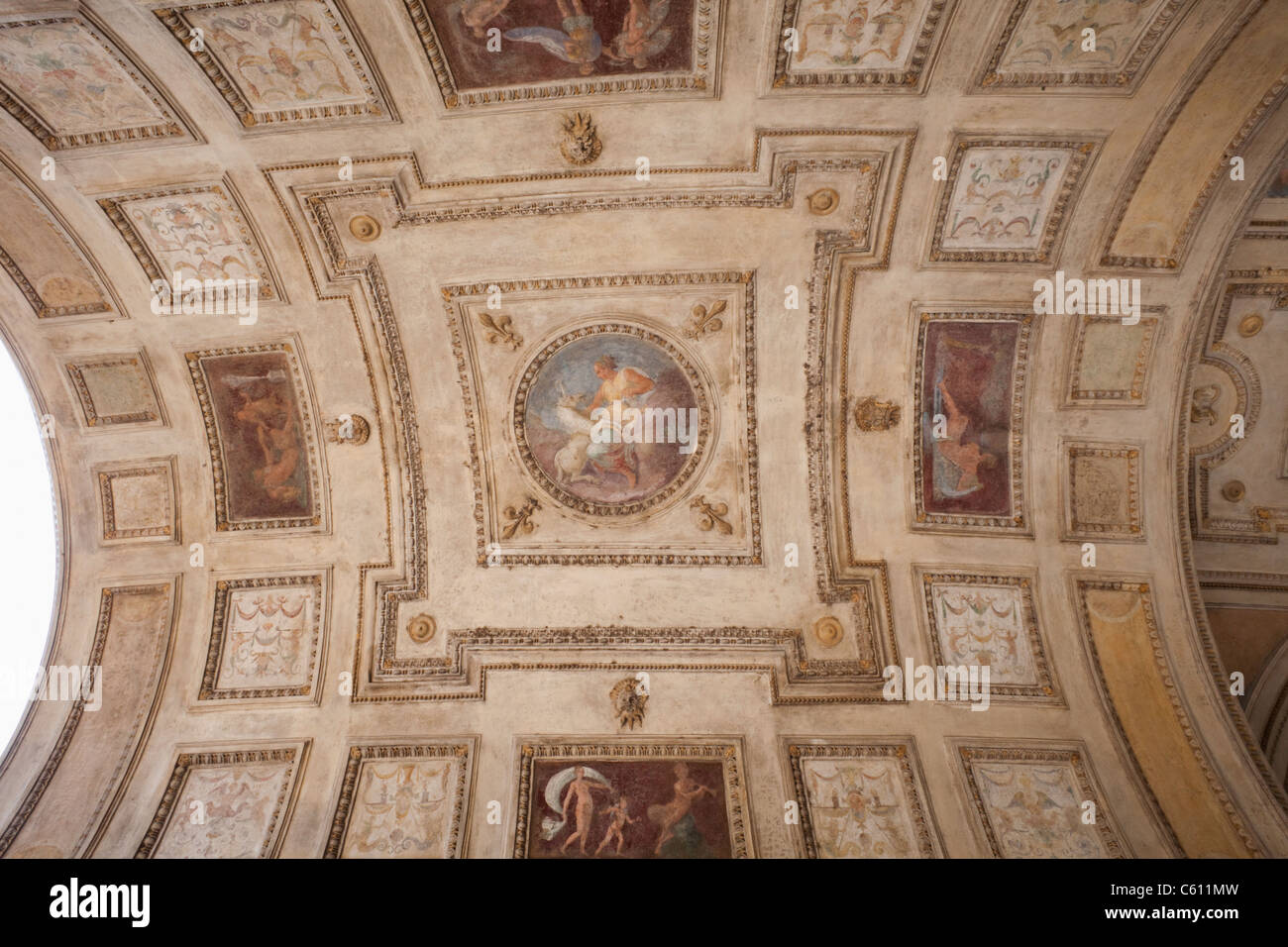 Italy, Rome, Castel Sant'Angelo, Outdoor Courtyard Walkway, Ceiling ...