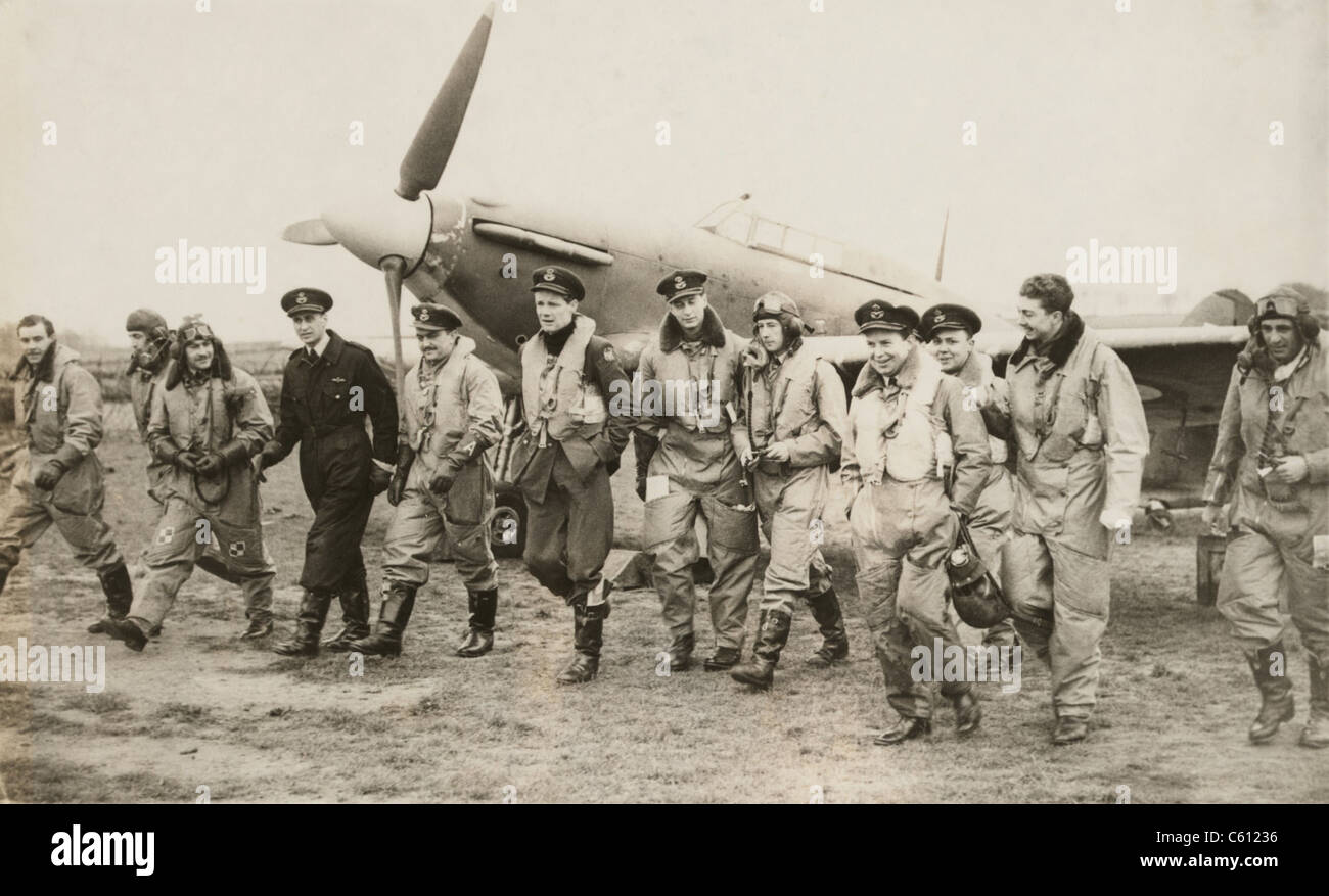 A Hawker Hurricane and 12 U.S. volunteers of Eagle Squadron in the R.A ...