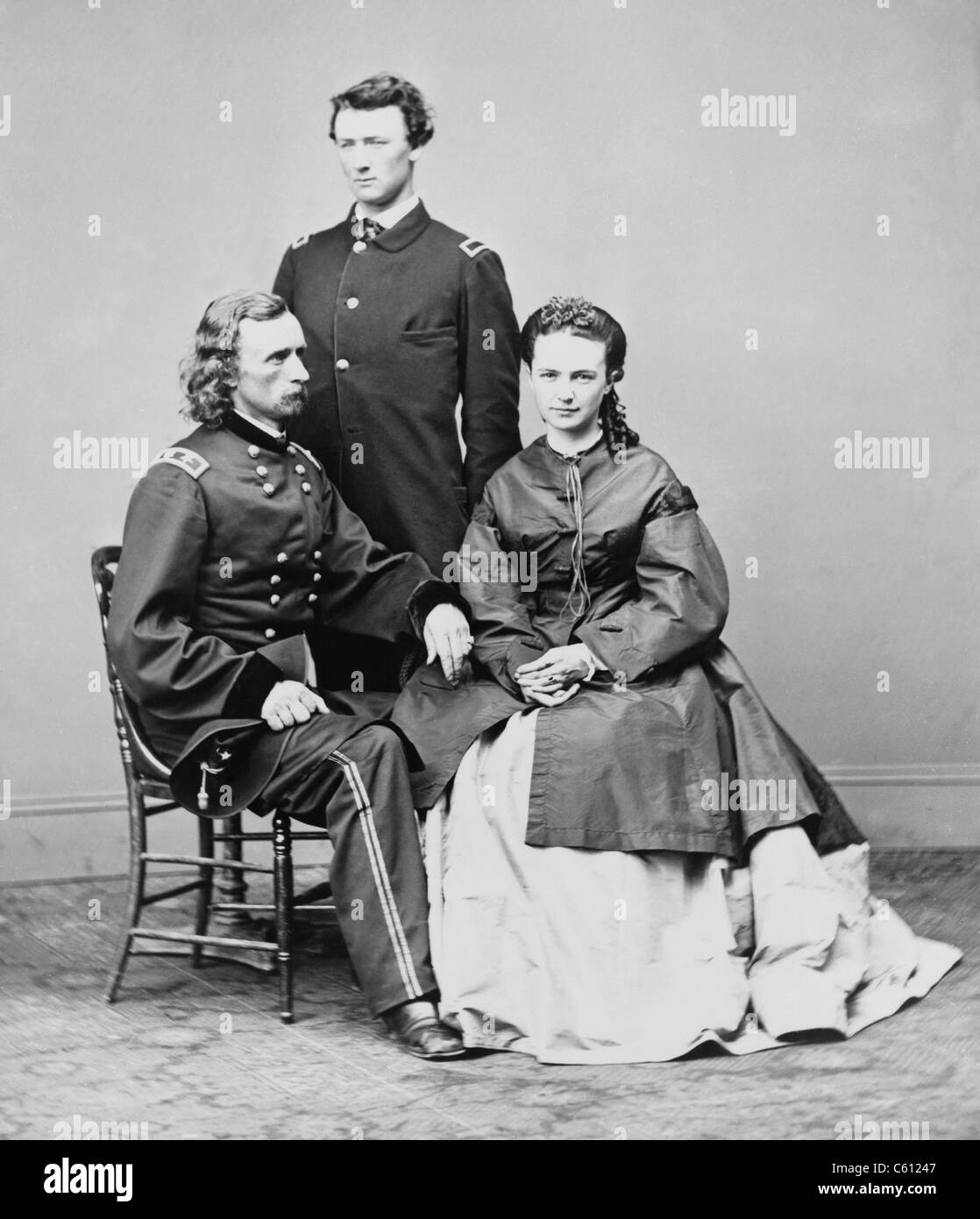 George Armstrong Custer, seated with his wife Elizabeth and his brother ...