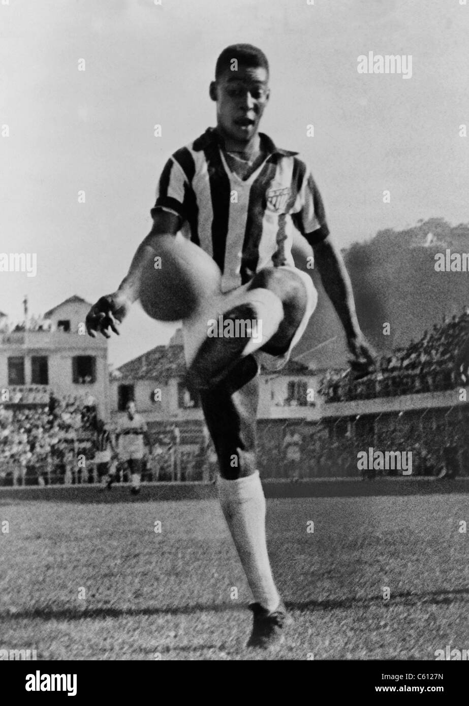 Pele (b. 1940), the Brazilian soccer player in 1965, at the height of ...