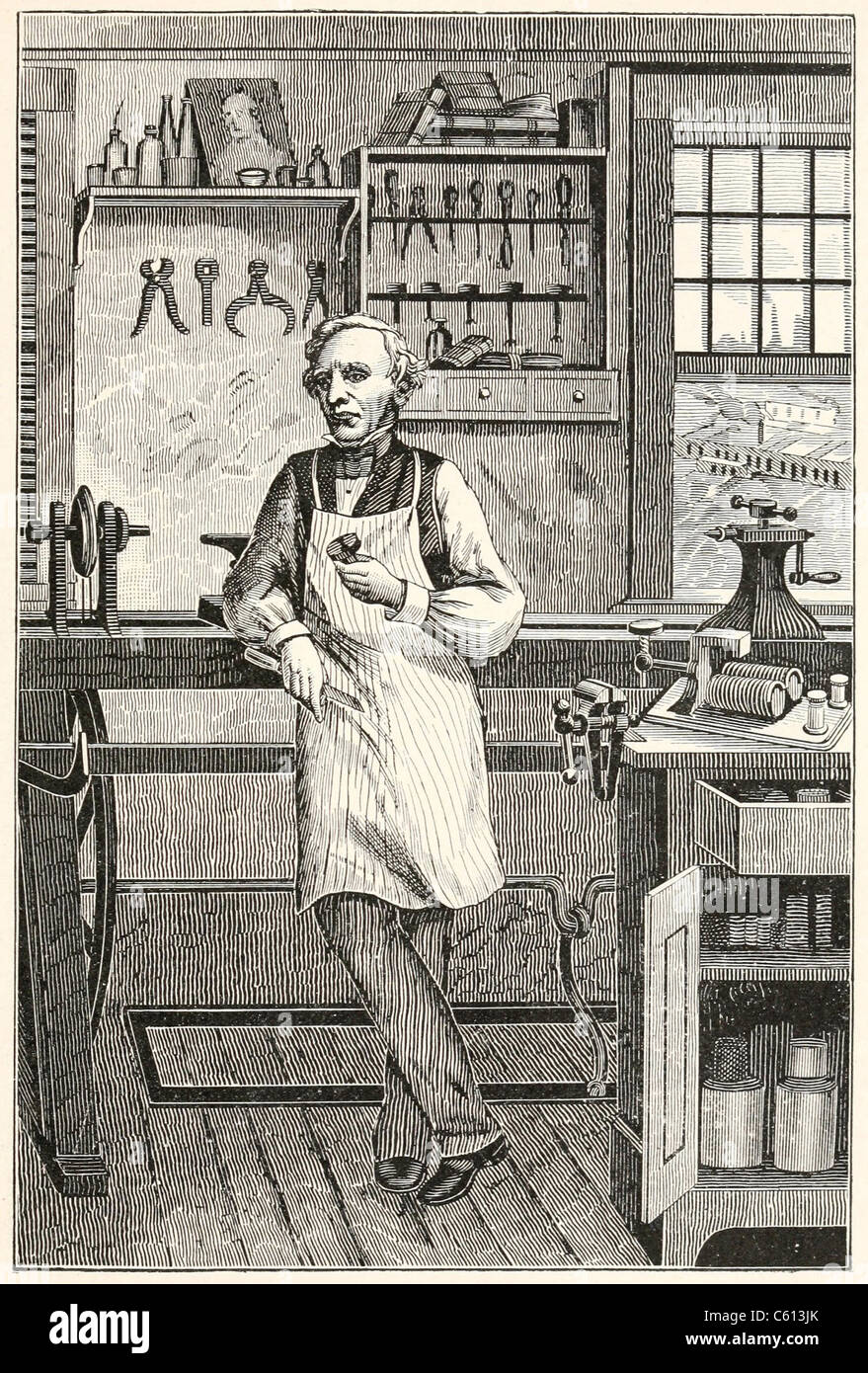 Samuel F. B. Morse (1791-1872), inventor of an electric telegraph, in ...