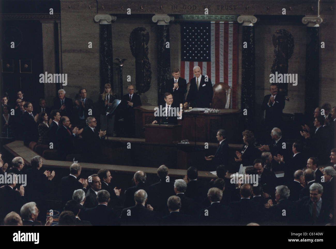 President Bush addresses a joint session of Congress regarding the end ...