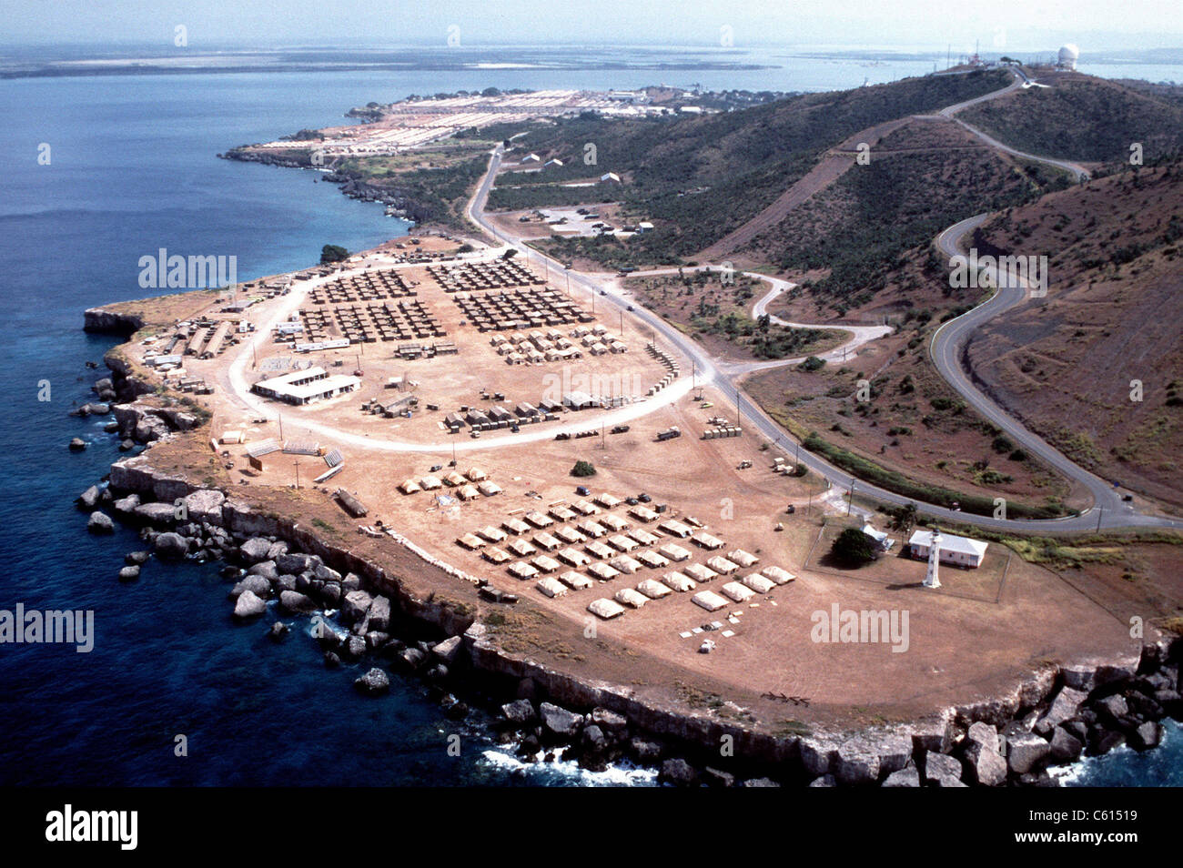 Aerial view of the U.S. Naval Station Guantanamo Bay Cuba. Jul. 1 1994 ...