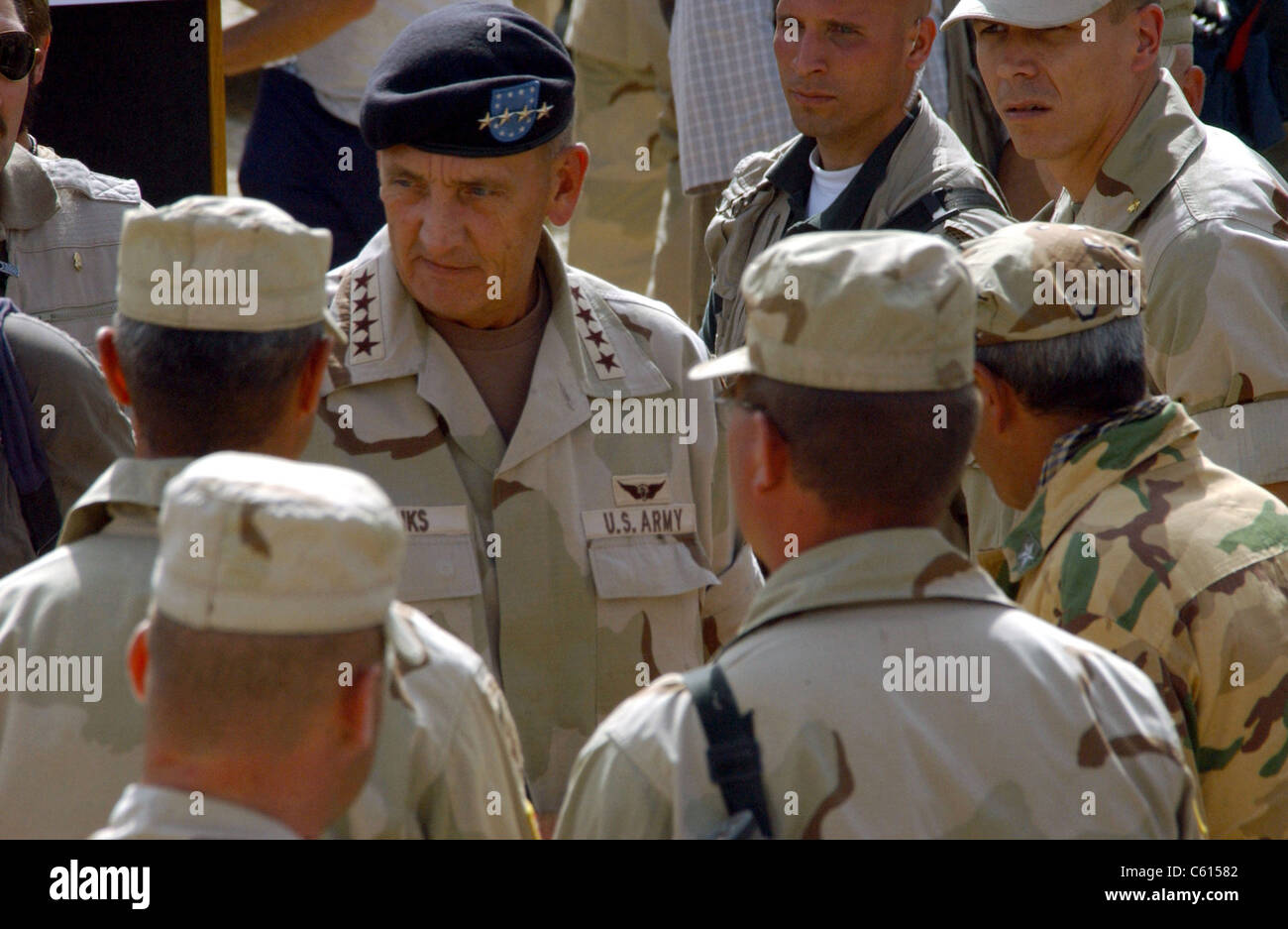 Army General Tommy R. Franks center Commander of coalition forces ...