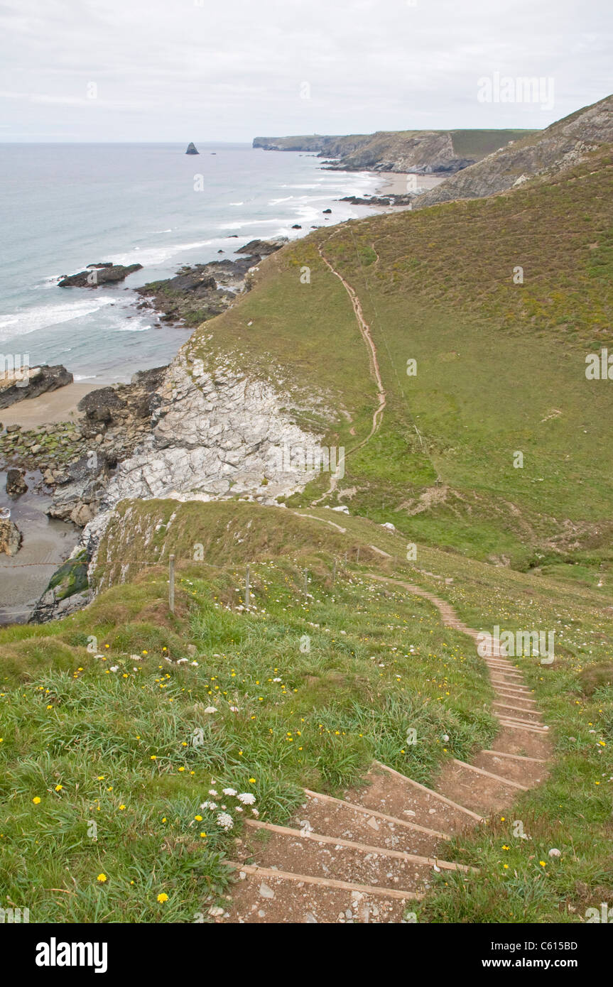On Cornwall's coast path at Jacket's Point, with Tregardock Beach in ...