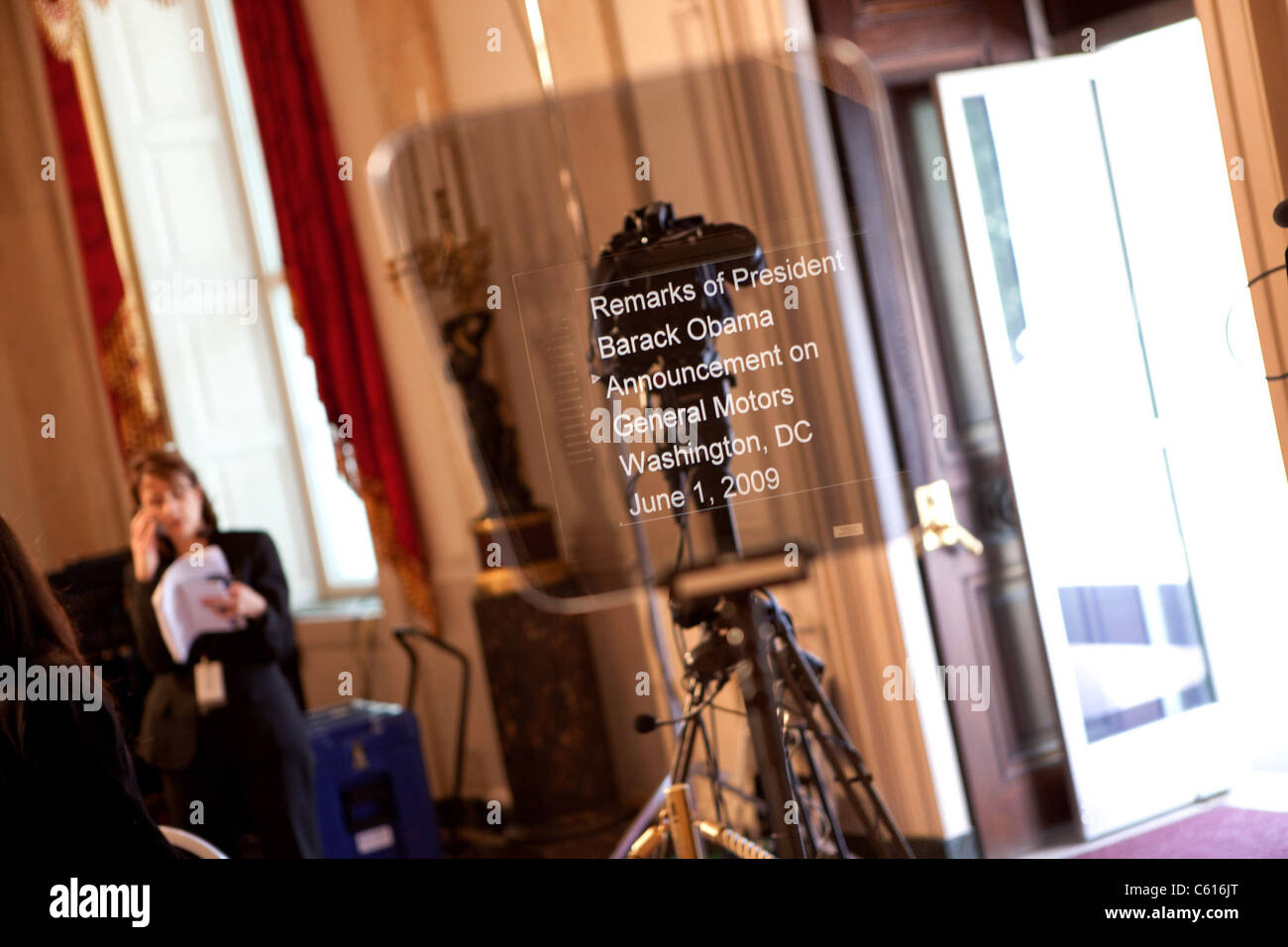 TelePrompTer set up for President Barack Obama's announcement of ...