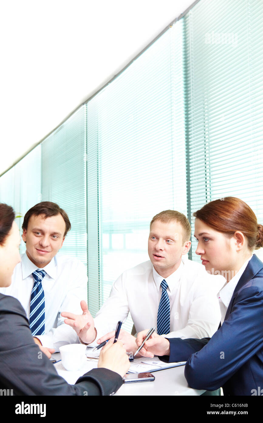 Group businesspeople interviewing woman hi-res stock photography and ...